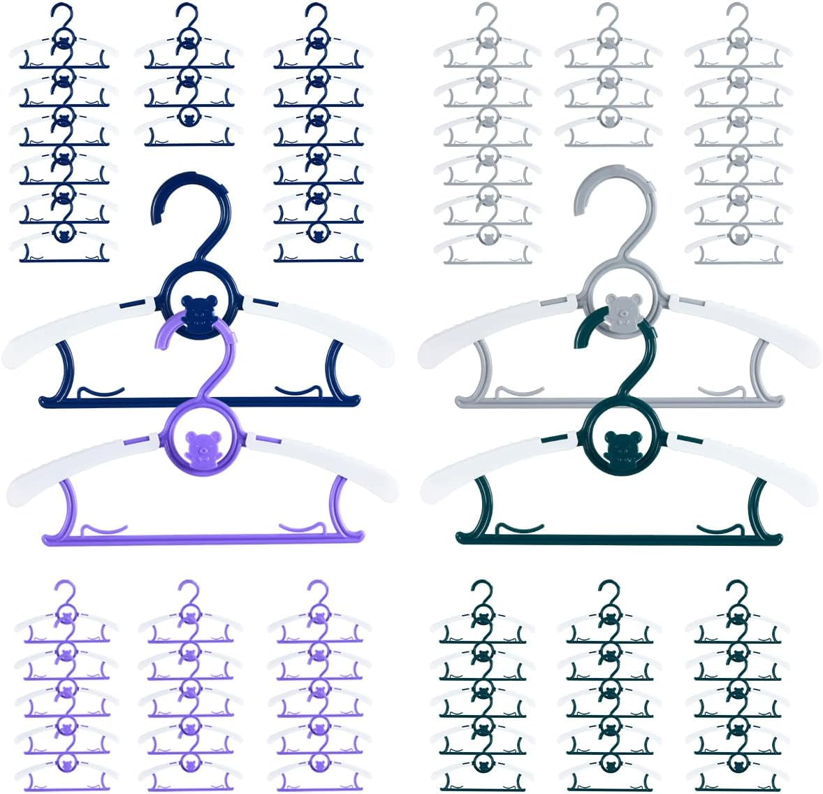 60-Pack Adjustable Baby & Kid Clothes Hangers - Space-Saving, Durable ...