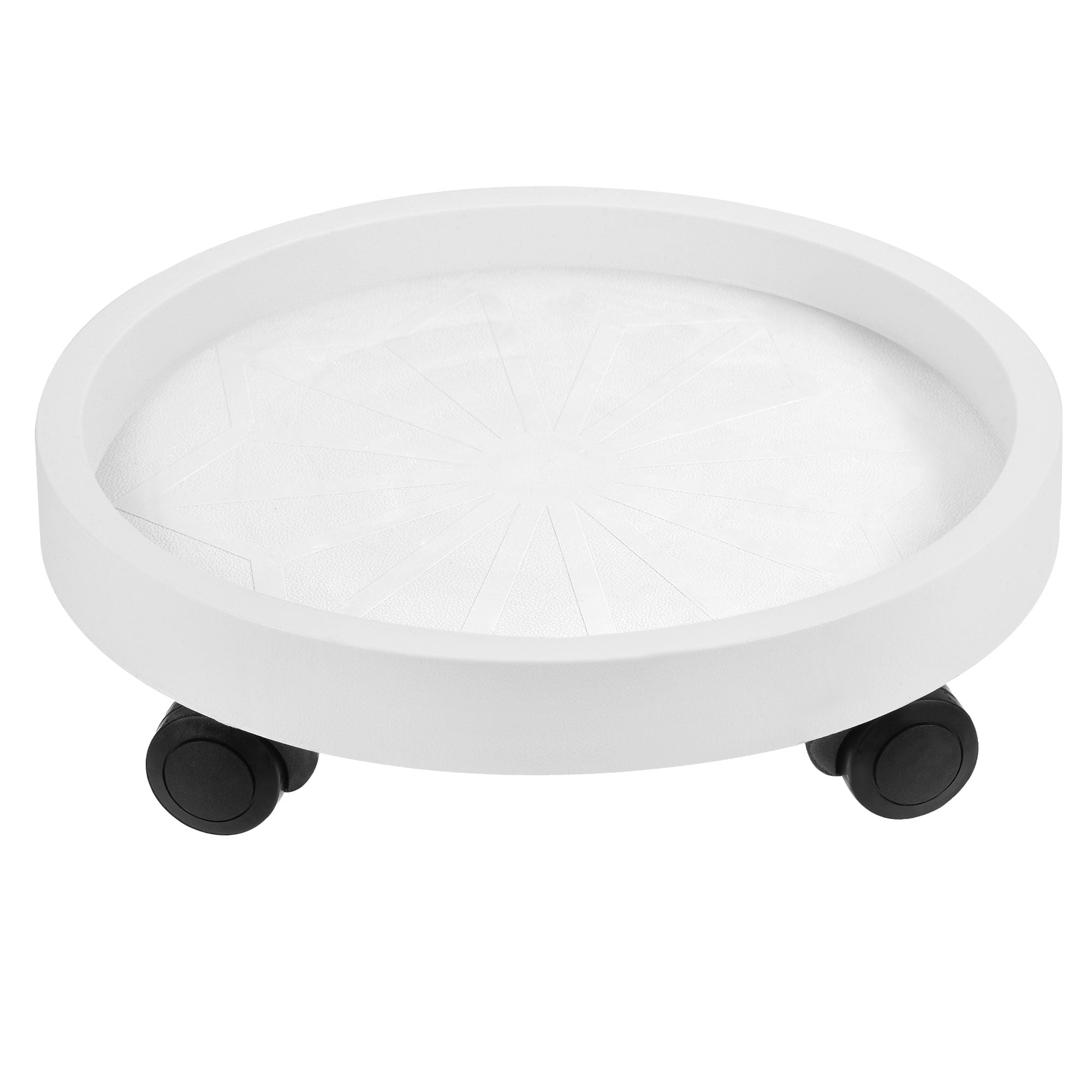Uxcell 12" Round Plastic Plant Pallet with Wheels Flowerpot, White ...