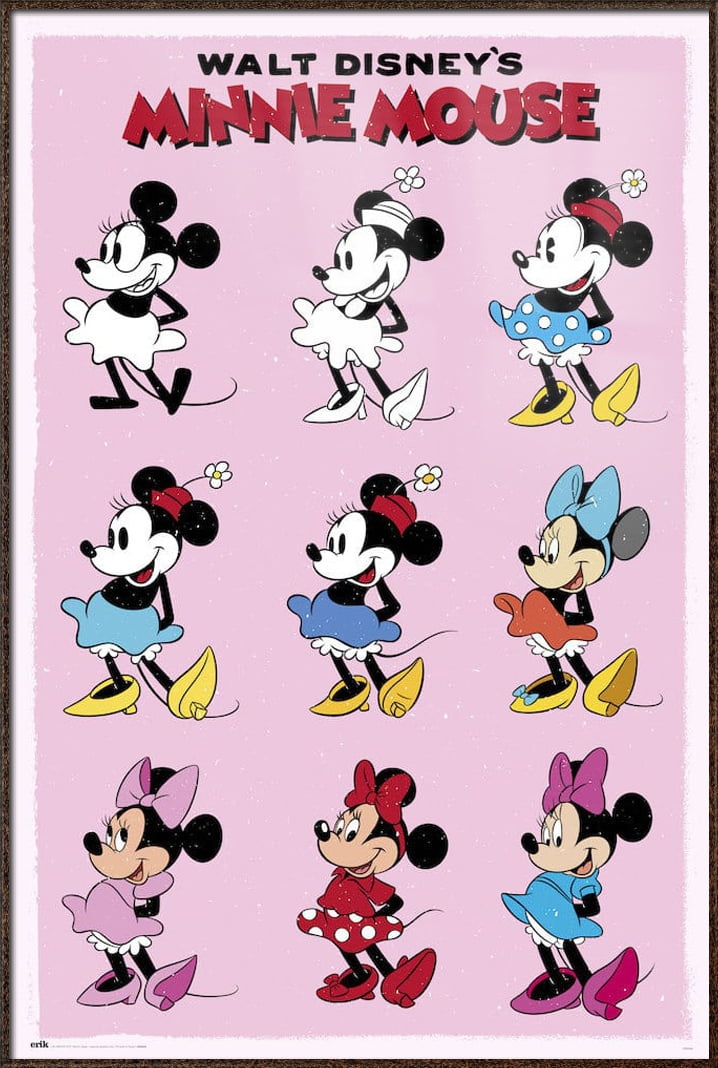 Minnie Mouse - Framed Disney Poster (The Evolution Of Minnie Mouse Over ...