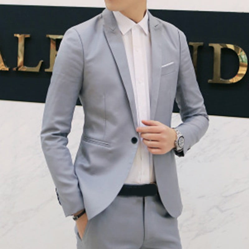 BUYISI New Men's Casual Slim Fit Formal Button Suit Blazer Coat Jacket ...