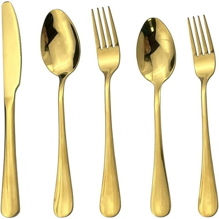 40 Piece18/10 Stainless Steel Utensils Modern Elegant Design for Home ...