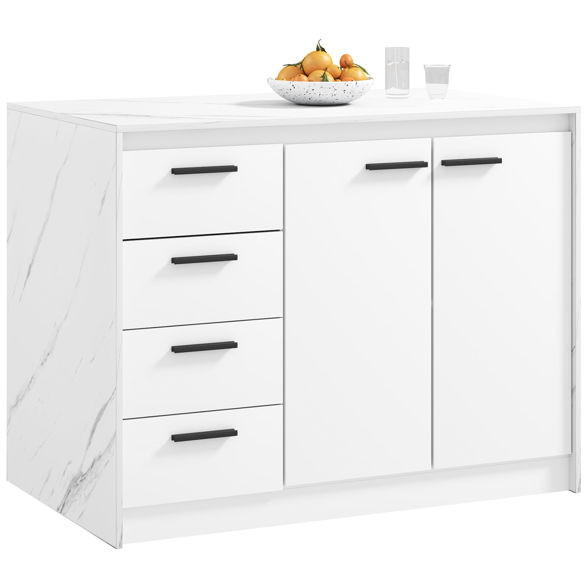 Click here for Homcom Faux Marble Kitchen Island With 4 Drawers C... prices