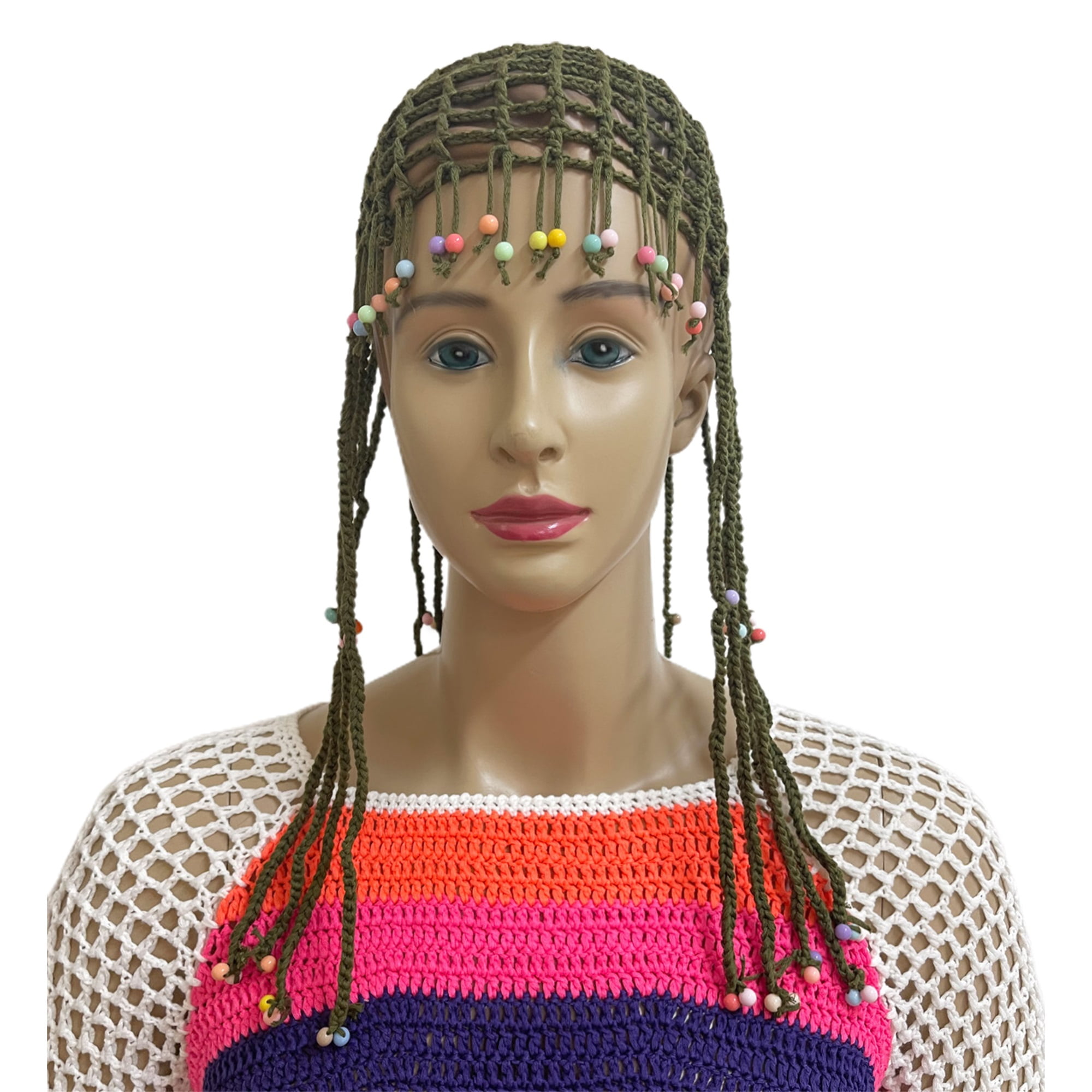 Douhoow Women Crochet Hats Tassel Cap Handmade Hollow Beanie Hat with ...