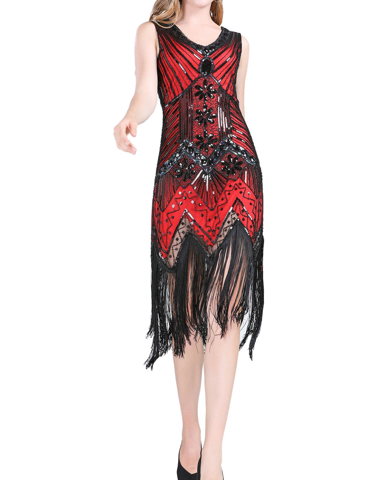 Tank Sleeveless Tassel Flapper 20S Dance Wear Outfit Halloween Adults ...