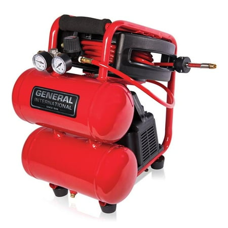1/3 HP 2 Gallon Twin Stack Air Compressor With 25 ft. Auto Rewind Hose ...