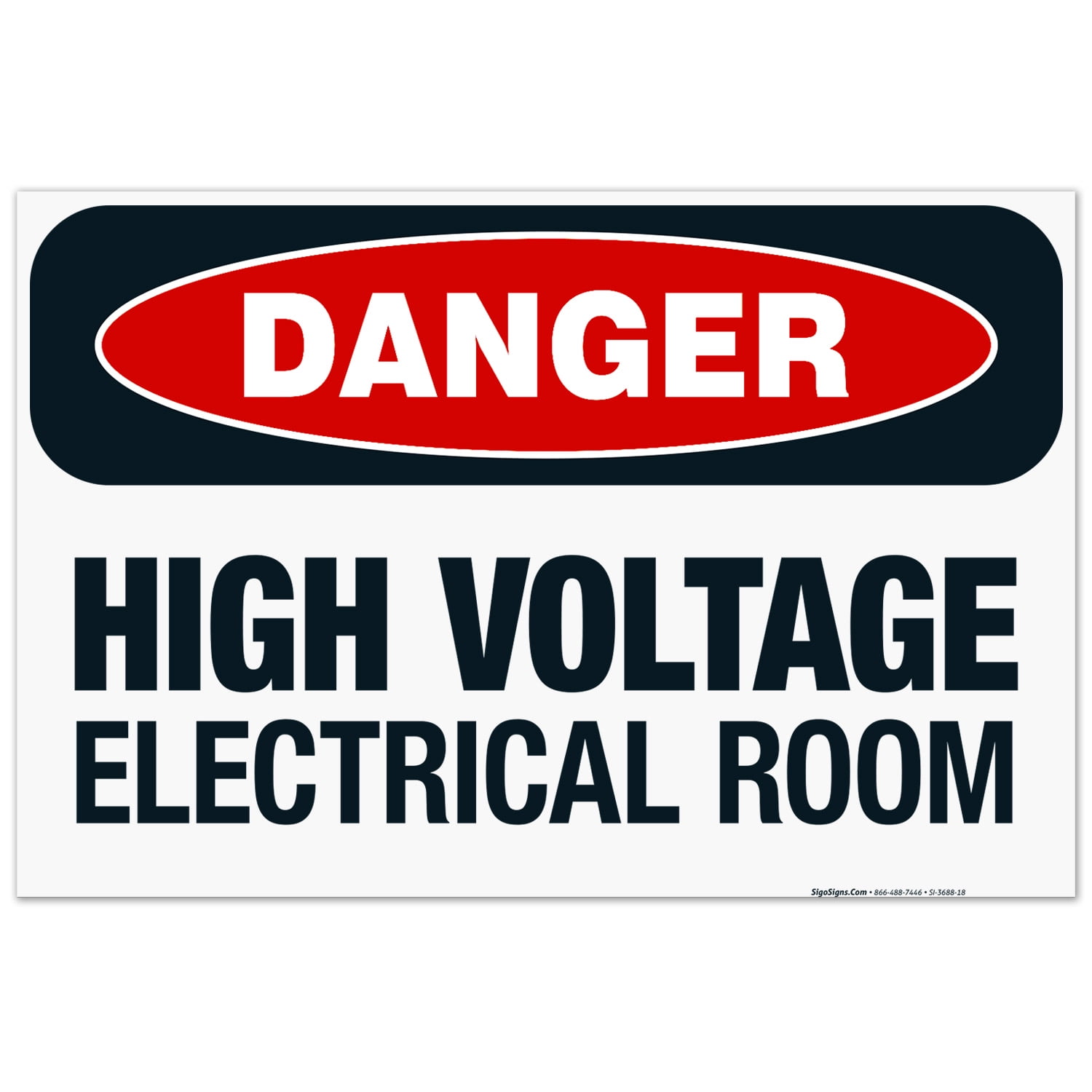 High Voltage Electrical Room Sign, OSHA Danger Sign, 24x36 Corrugated ...