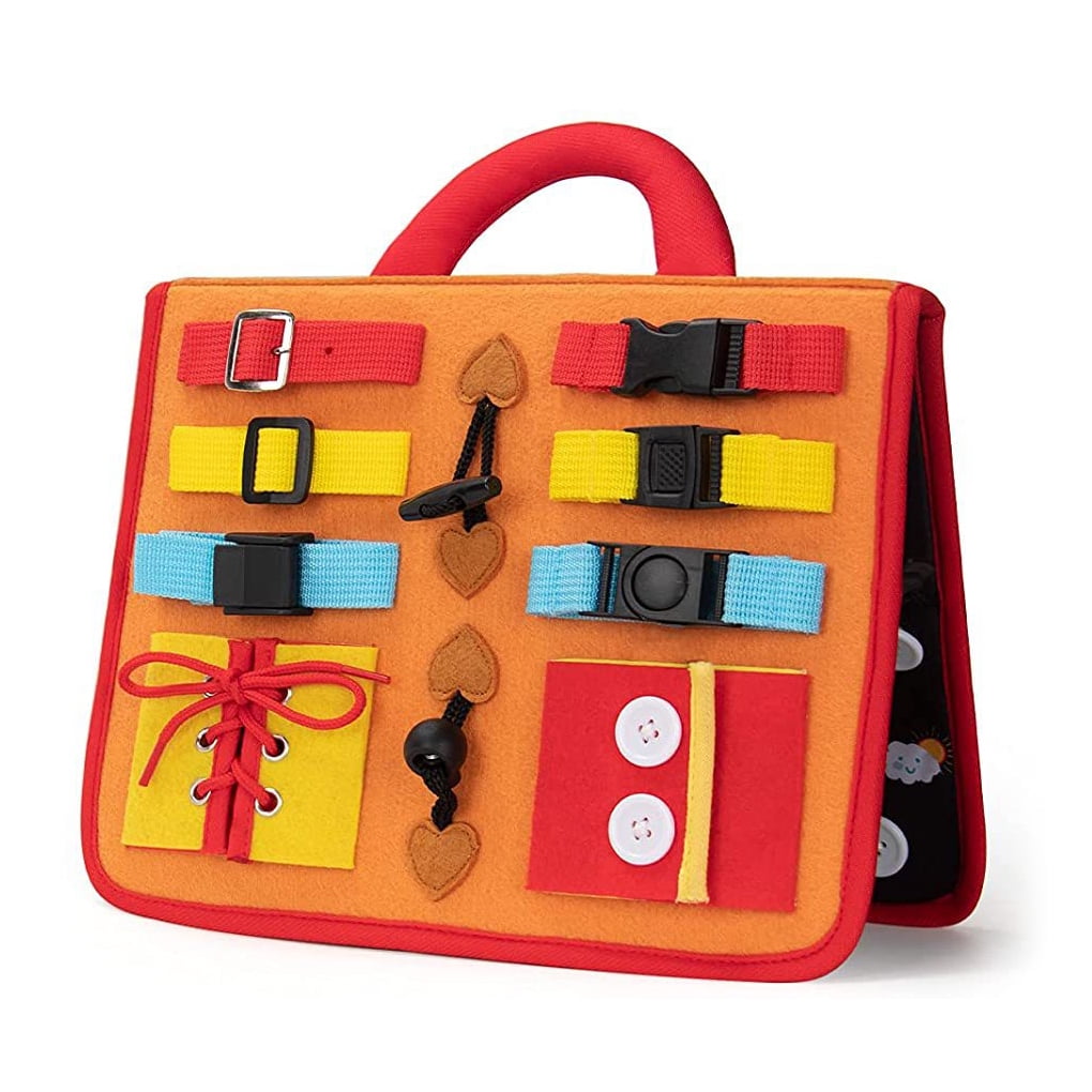 Kids Busy Quiet Board for Develop Basic Skills Toddler Clothes Wear Tie ...