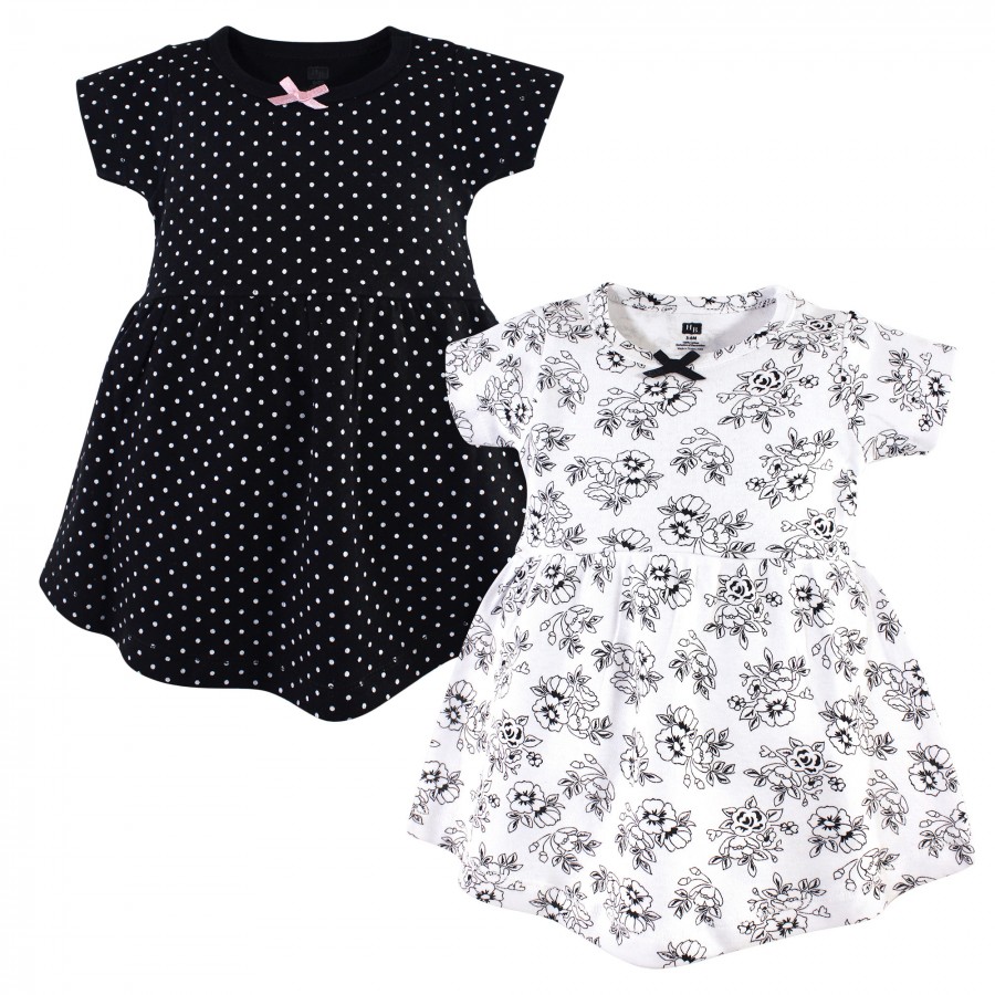 Hudson Baby Infant and Toddler Girl Cotton Short-Sleeve Dresses 2pk ...