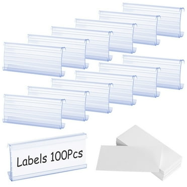 1.65 x 3.9 Inches Shelf Label Holder Clear Plastic Clip on Labels Shelf ...