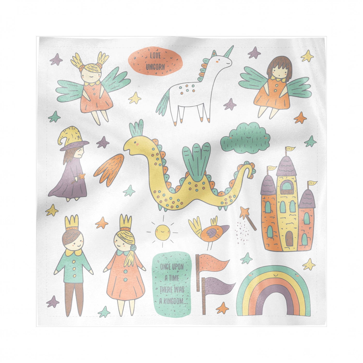 Fantasy Decorative Napkins Set of 4, Doodle Style Dragon Fairies ...