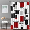 Bathroom Shower Curtain Red Color Block Abstract Geometric Waterproof ...
