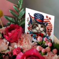 3drose, Cute Cat in a Hat, the Usa Flag, Flowers. Memorial Day Gift for ...