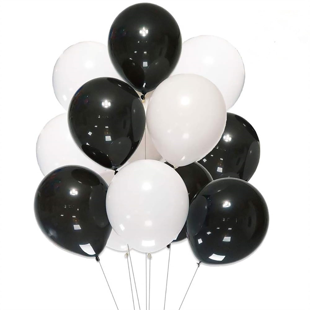 BIRLON 100 Pieces 10 Inch Black White Latex Balloons for Wedding, Baby ...