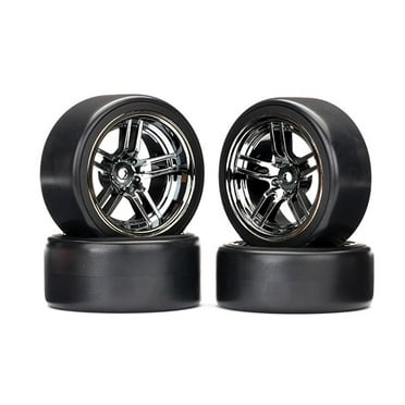 Traxxas 3771X Tires & Wheels 2.8 RXT Black & Satin Wheels, Ribbed Tires ...
