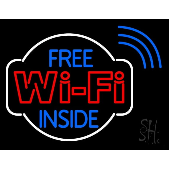 Free Wifi Inside Block LED Neon Sign 24 x 31 - inches, Clear Edge Cut ...