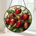 Botanical Strawberry Window Glass Suncatcher Ornament, Garden Style ...