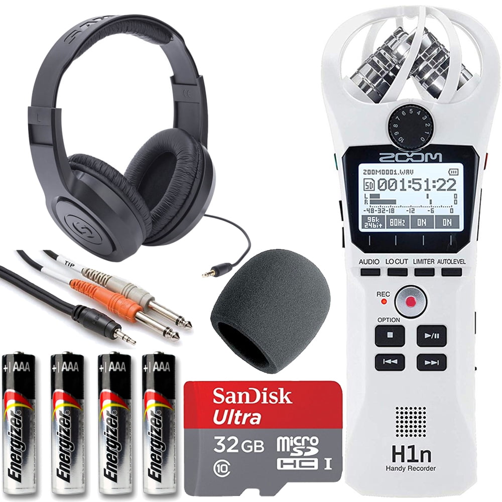 Zoom H1n Handy Recorder White + On Stage Windscreen + SanDisk Ultra ...