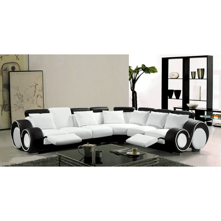 Divani Casa 4087 Modern Black And White Bonded Leather Sectional Sofa ...