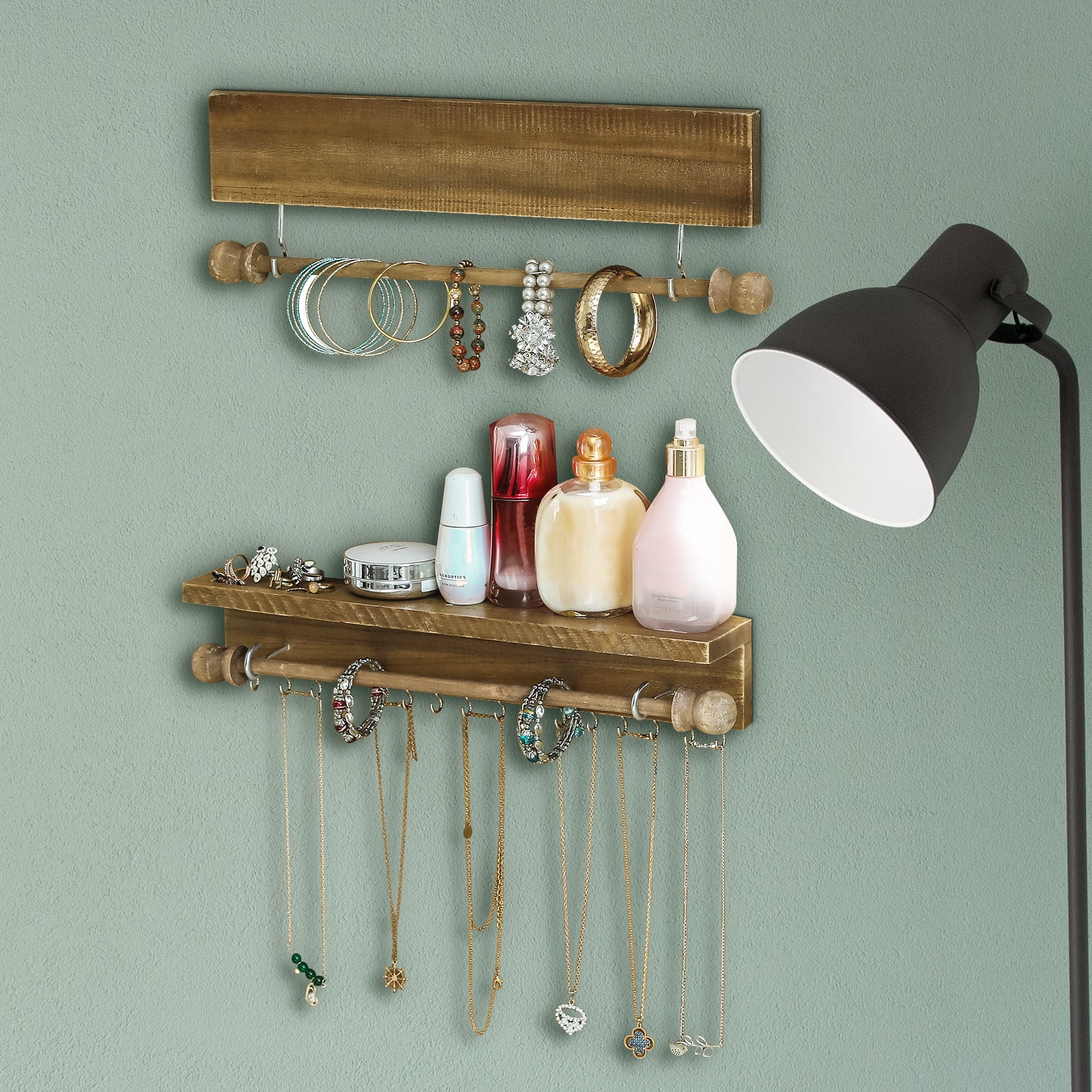 Rustic Jewelry Organizer Wall Mounted - Hanging Necklace Holder - Wall ...