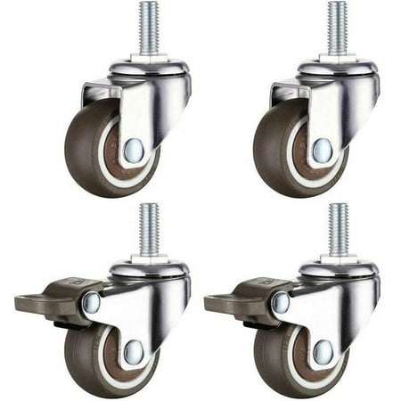 Swivel Caster with Threaded Stem, Dual Locking Mechanism for Quiet ...