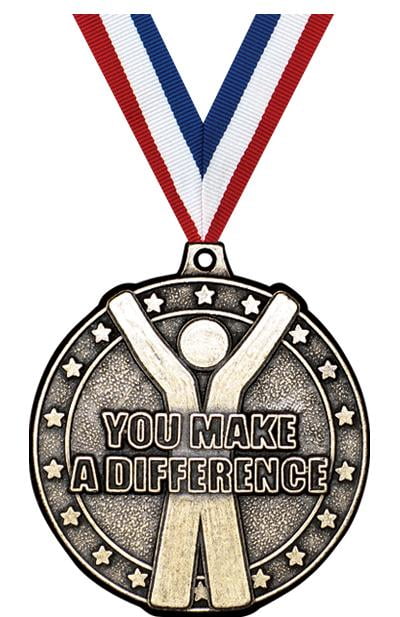 You Make A Difference Medals, 2" Gold Diecast You Make A Difference ...