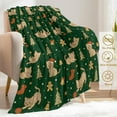 Cute Cat Christmas Decorative Blanket, Kitten Gingerbread Tree Bell ...