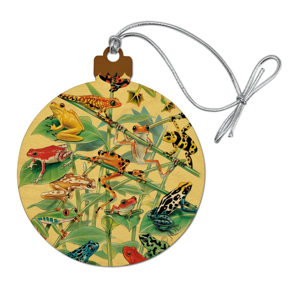 Tropical Rainforest Frogs Froggies Dart Wood Christmas Tree Holiday ...