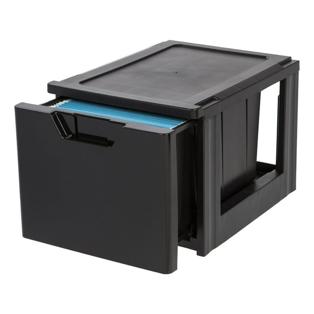 Iris Letter Size Stacking File Storage Drawer Black