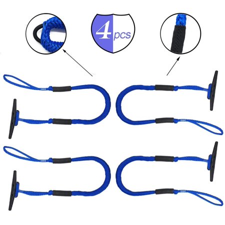 Set of 4 Mooring Ropes for Boats 1.2-1.7m with Integrated Bungee Cord ...