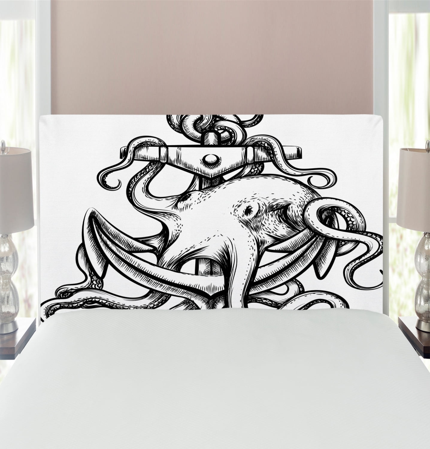 Octopus Headboard, Nautical Theme Anchor and Octopus with Long ...