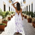All-Over Print Backless Cross Strap Slip Dress, Loose A-Line Slim Fit ...