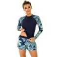 IDOPIP Women 2 PC Rash Guard Long Sleeve Swimsuits Swim Shirt with Shorts Set Surf Bathing Suits ...