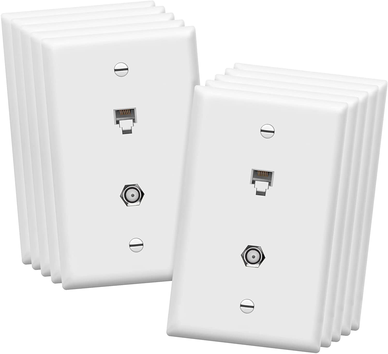 ENERLITES Combination Coaxial TV Cable / RJ11 Telephone Jack Wall Plate ...