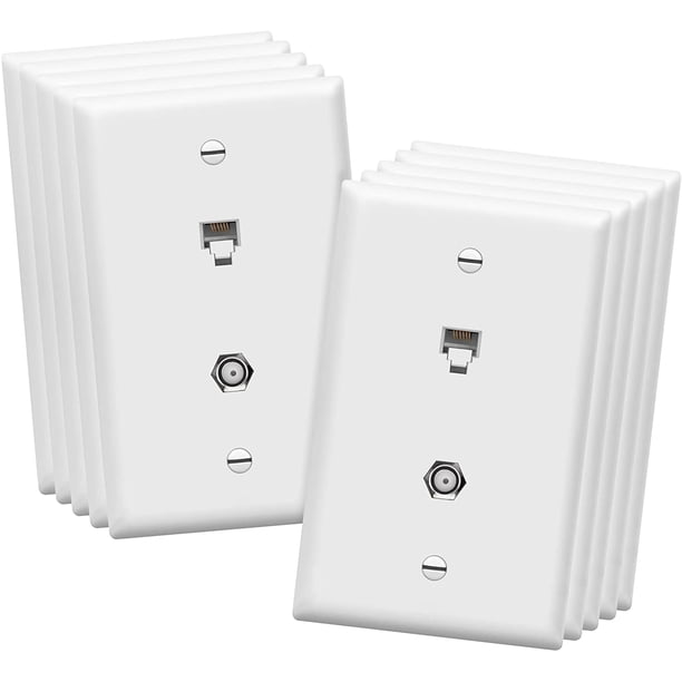 ENERLITES Combination Coaxial TV Cable / RJ11 Telephone Jack Wall Plate ...