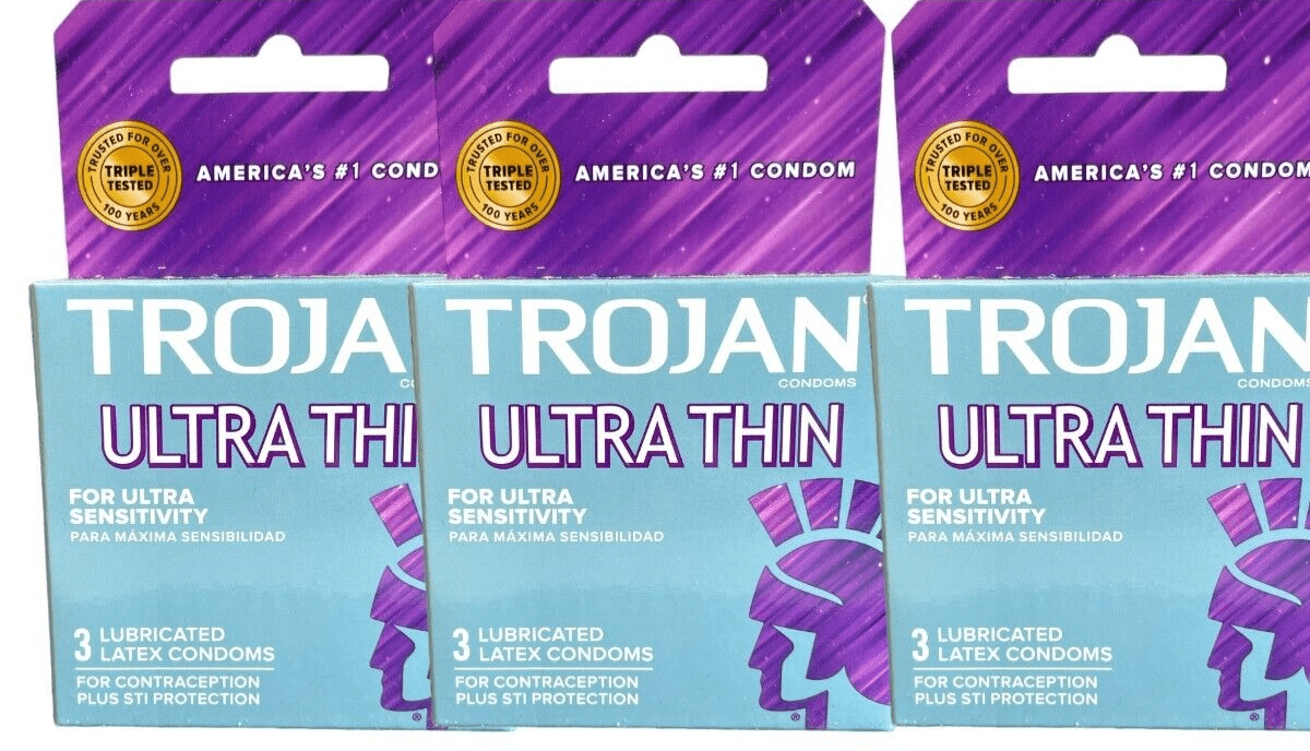 Trojan Condoms Ultra Thin Lubricated Latex for Ultra Sensitivity 3ct ...
