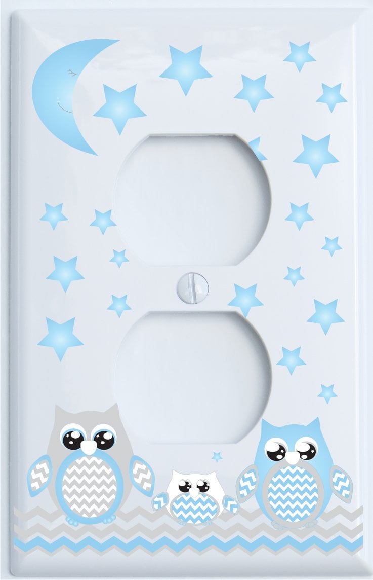 Grey and Blue Owl Light Switch Wall Plate and Owl Outlet Covers/Owl ...