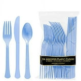 Amscan Pastel Blue Plastic Assorted Cutlery, 24 Ct. | Party Tableware ...