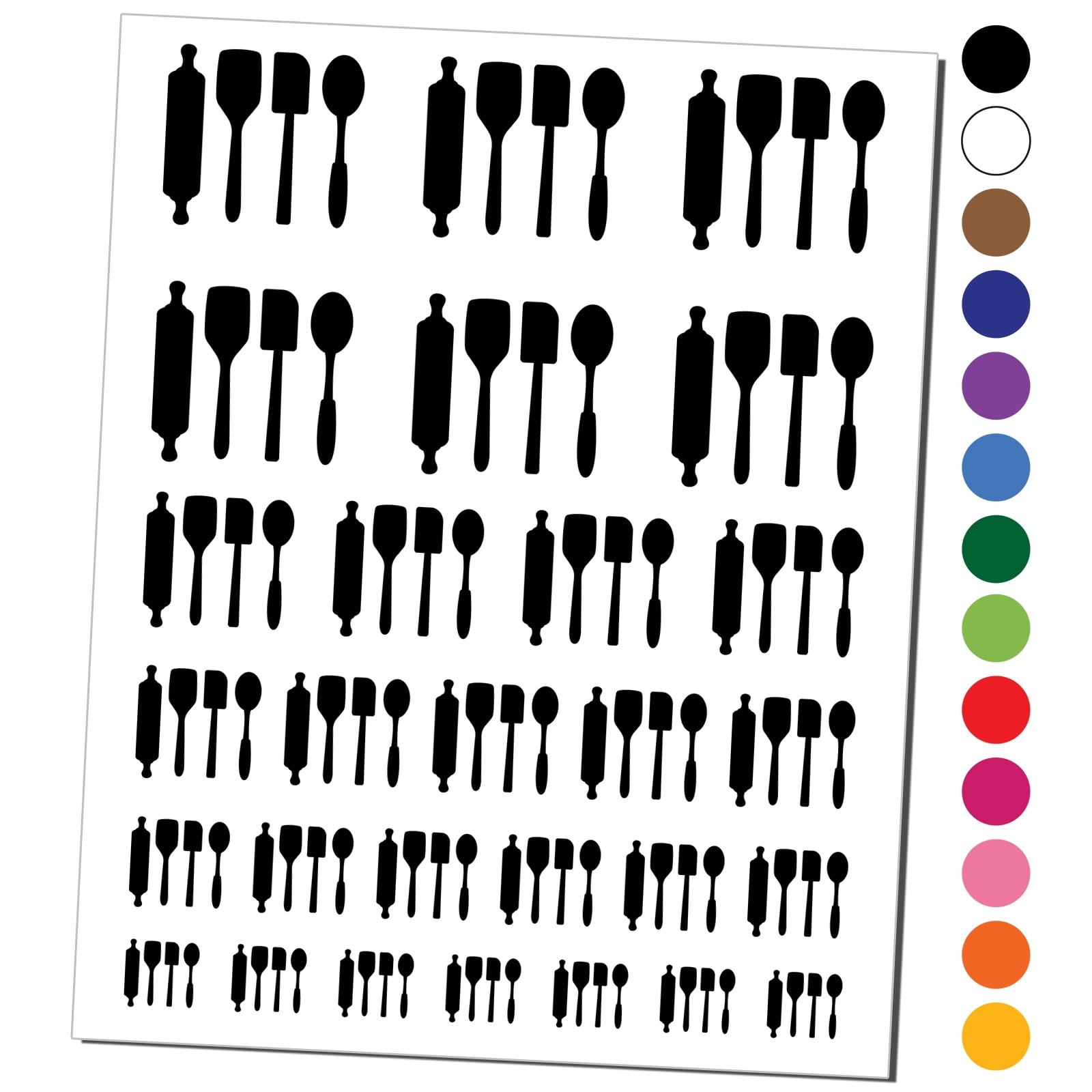 Kitchen Utensils Baking Cooking Water Resistant Temporary Tattoo Set ...