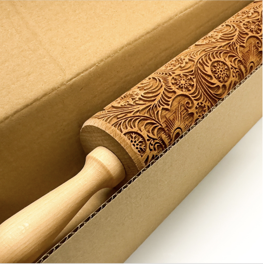 Stodola Engraved Large Rolling Pin with Full Swirl FROST Pattern ...