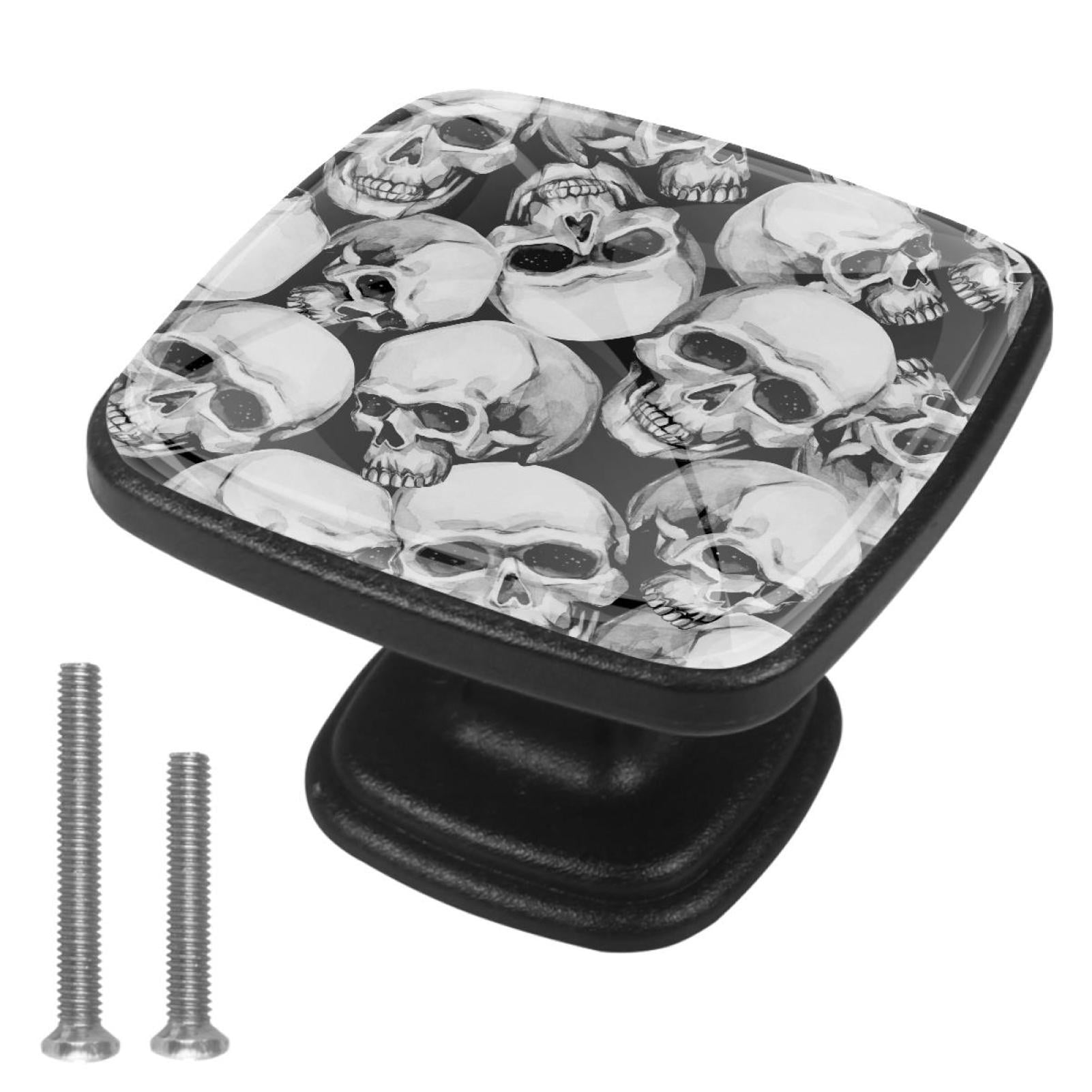 4 Pcs Cabinet Handle Drawer Pulls Skull Knobs with Screws Square ...