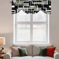 Abstract Lines Tie Up Valance Curtains Black Gray Green Rectangle ...