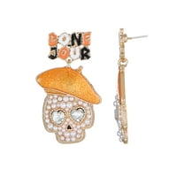 Way to Celebrate Halloween "Bone Jour" Skull Earrings, Orange, 1 Pair, Female - Walmart.com