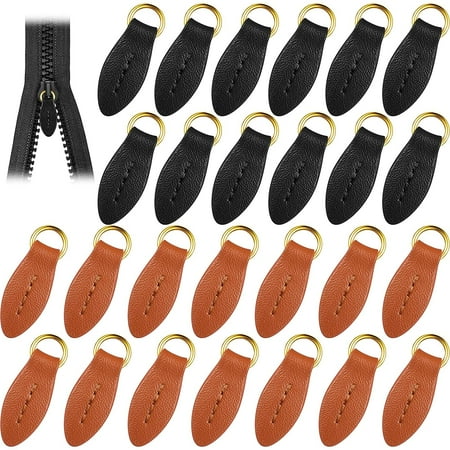24 Pieces Leather Leaf Zipper Puller Leaf Shape Leather Zipper Pull ...