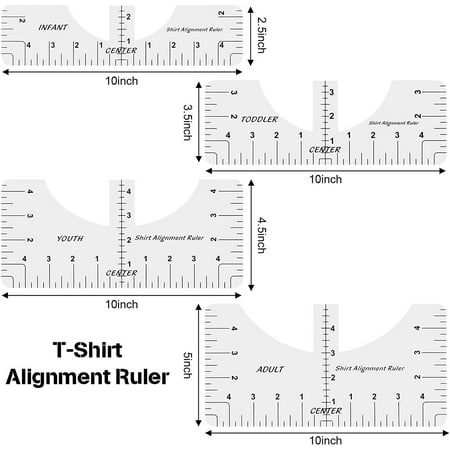 4 Sizes T-Shirt Alignment Ruler, T-Shirt Guide Ruler, Men Women's T ...