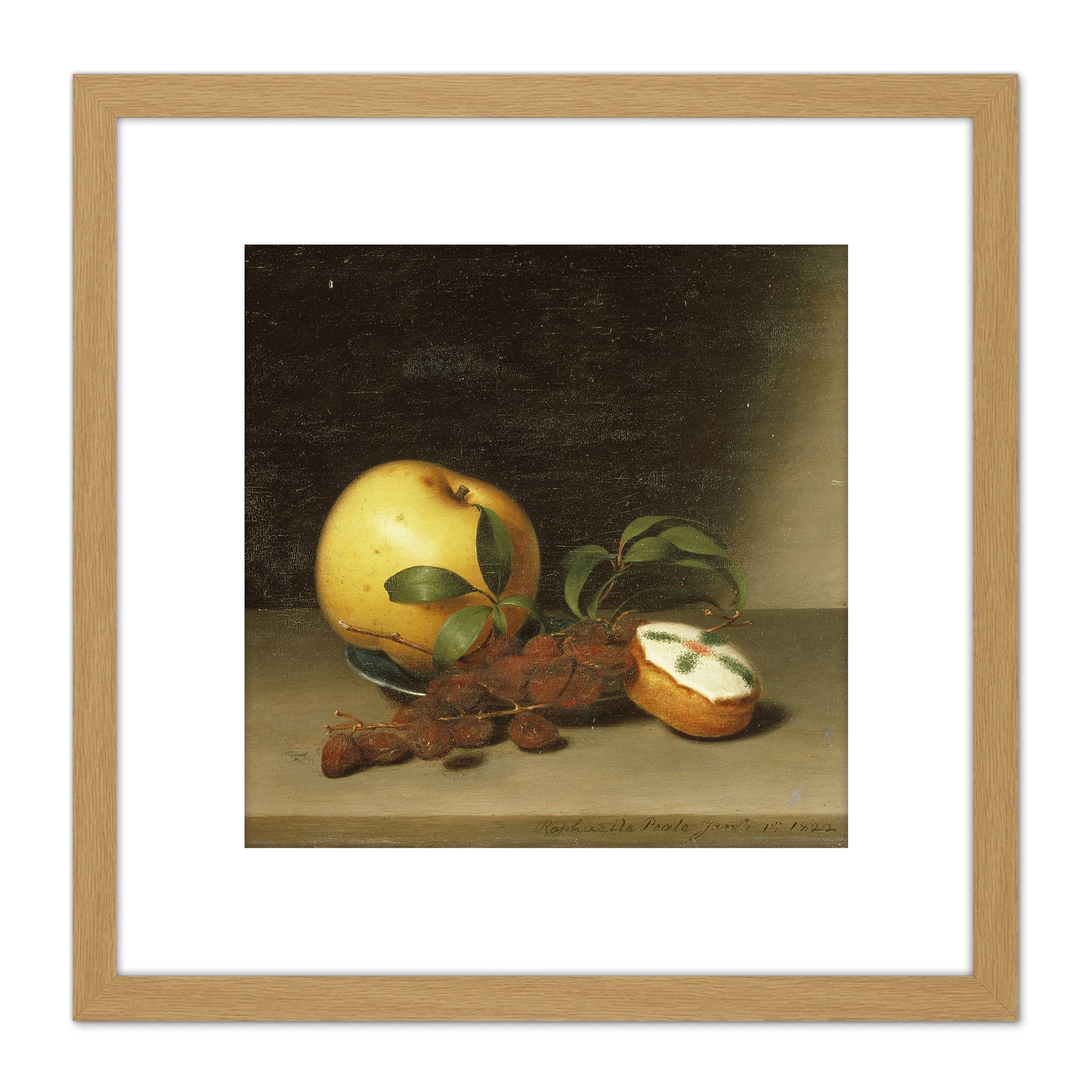 Raphaelle Peale Still Life With Cake 8X8 Inch Square Wooden Framed Wall ...