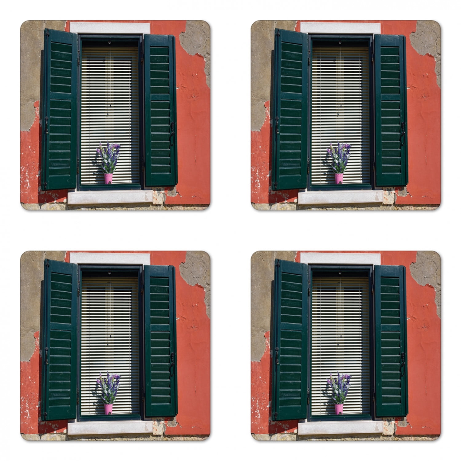 Country Coaster Set of 4, Old Italian Stone House with Medieval Style ...