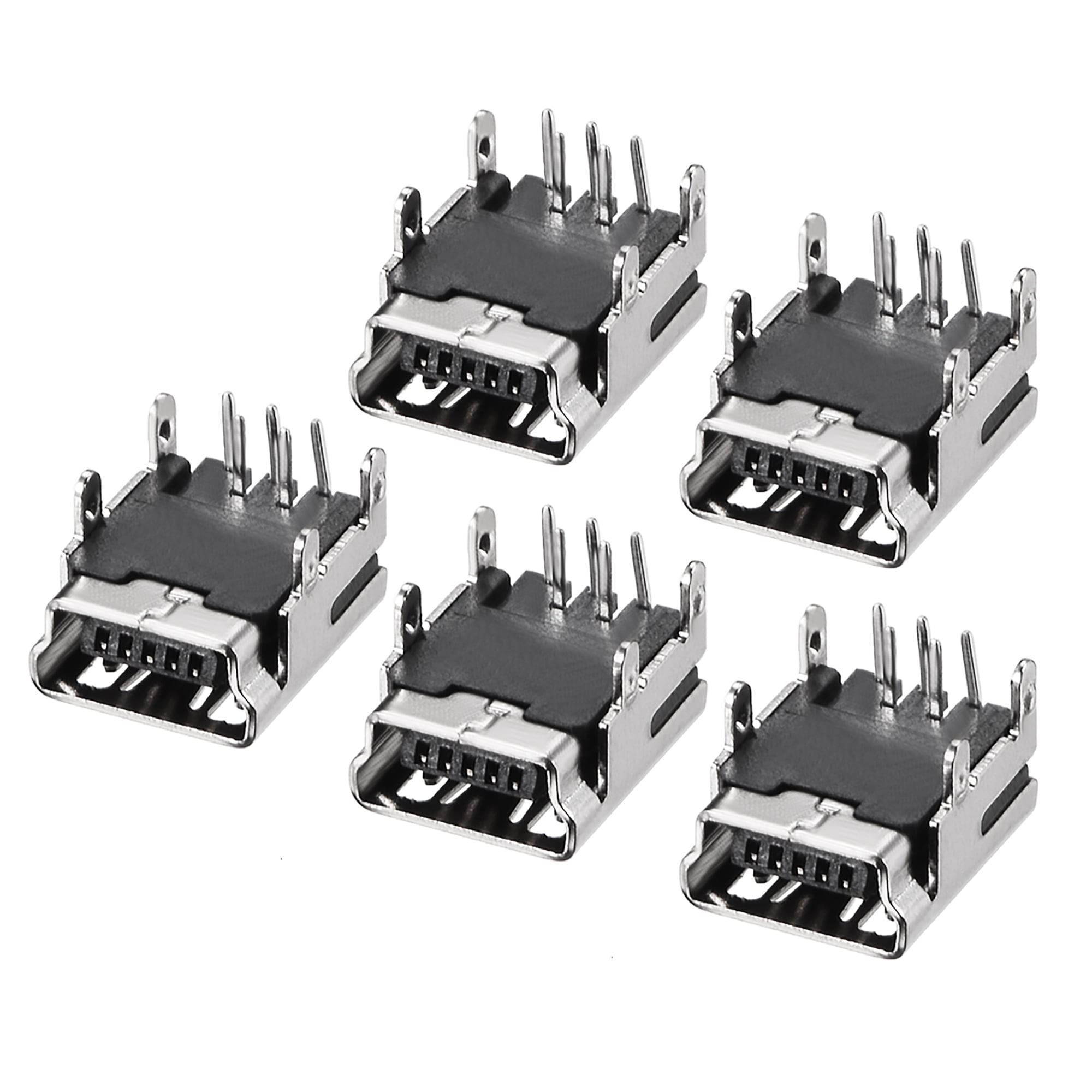 Mini USB PCB Connector 5P Female Jack Four Foot 90 Degree Angle 5pcs ...