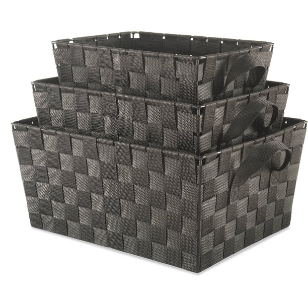 Whitmor Woven Strap Storage Baskets - Set Of 3 - Espresso - Walmart.com