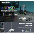 New bee Headset Stand with 7-Color LED, 2 Ports (Type-C/USB) for ...