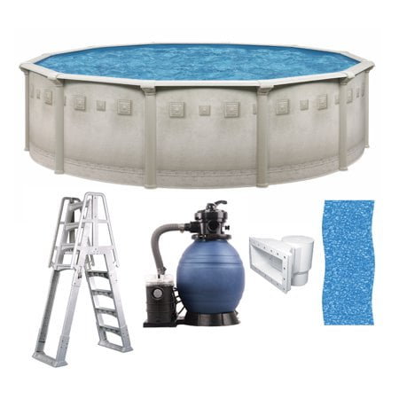 Brazil 18' x 52" Round Above Ground Swimming Pool Premium Package ...